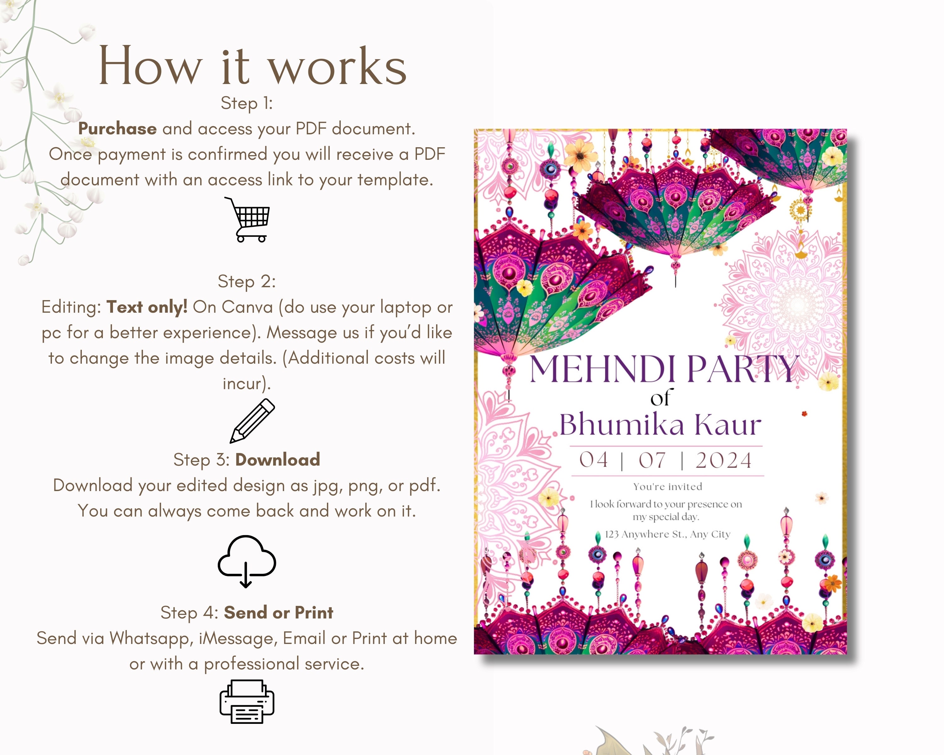 Mehndi Ki Raat Invite Indian Mehendi Invitation Modern Colourful ...
