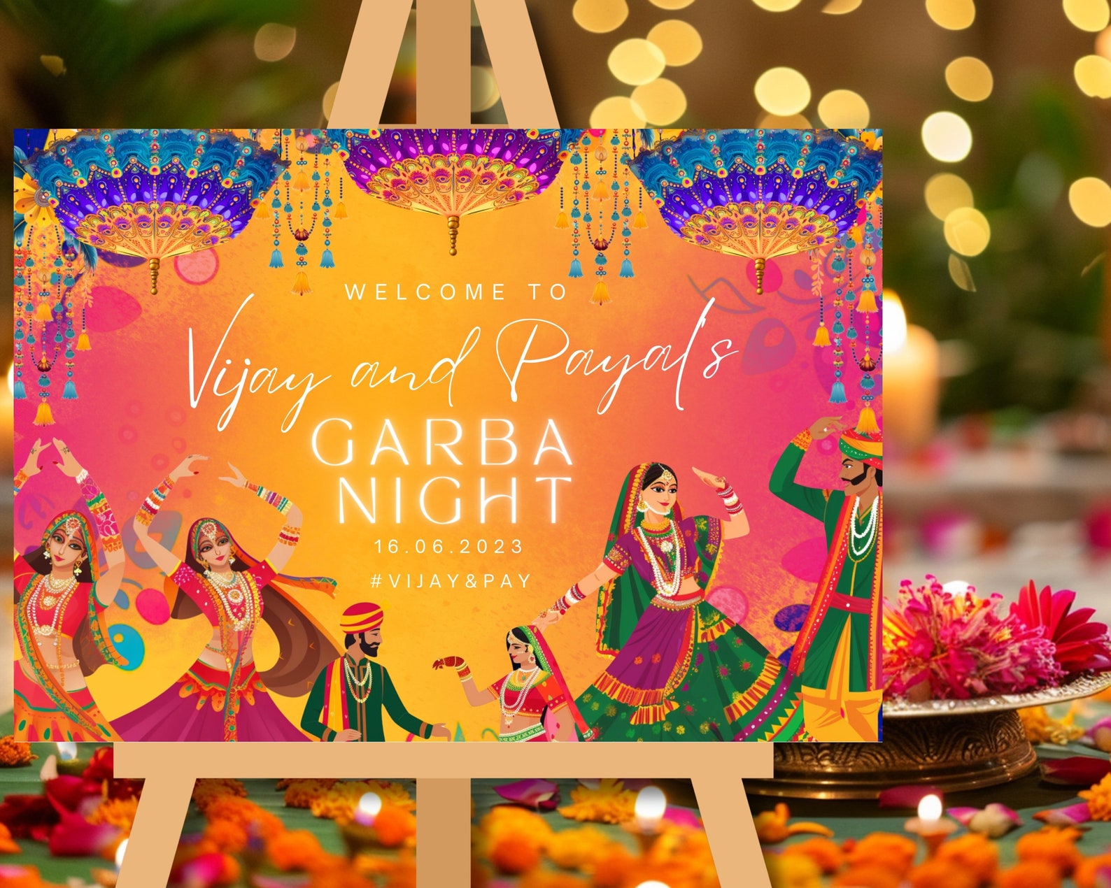 Beautiful Garba Night Sign for Garba Party | Garba Night Indian Sign ...