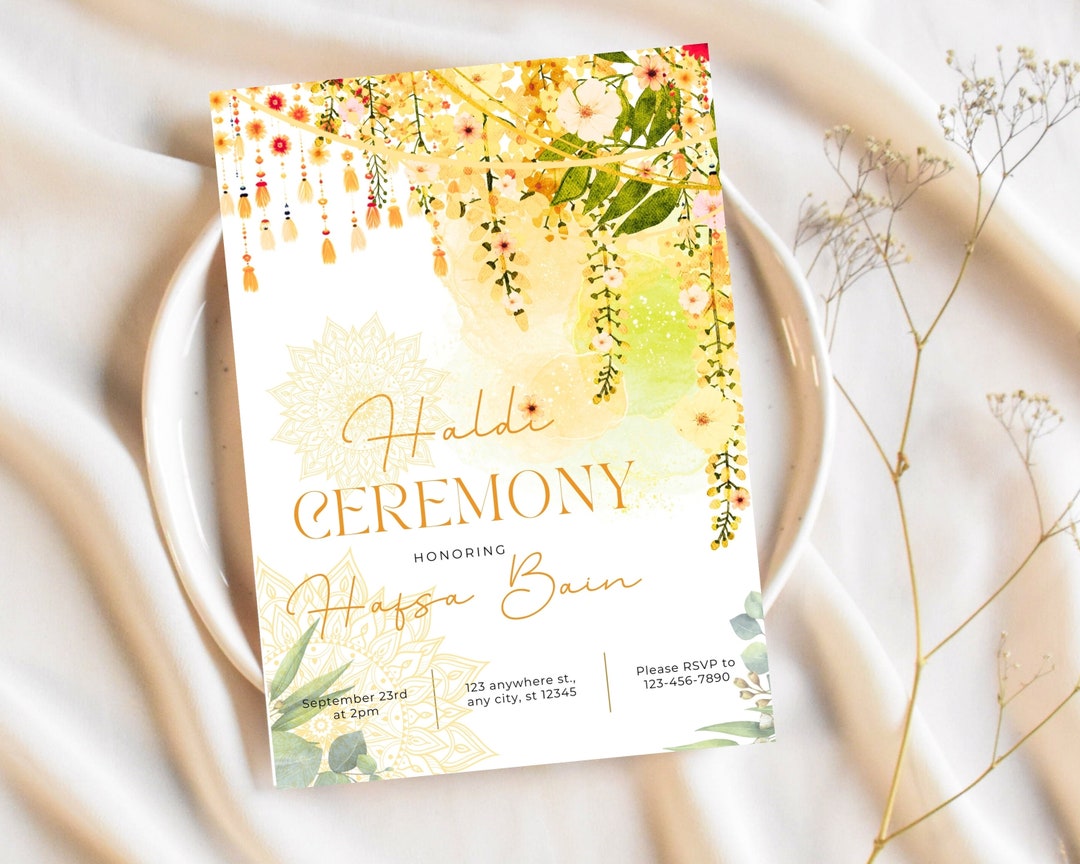 Beautiful Haldi Floral Invite | Haldhi Invitation | Modern Holud Invite ...