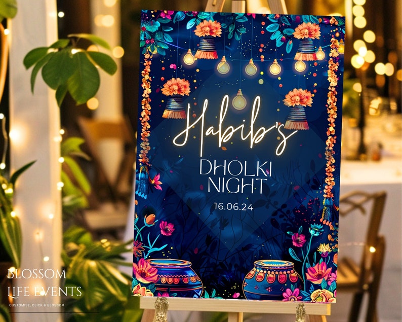 Dholki Night Sign for Groom Dholki Party Sign Dholak Board Mendhi ...