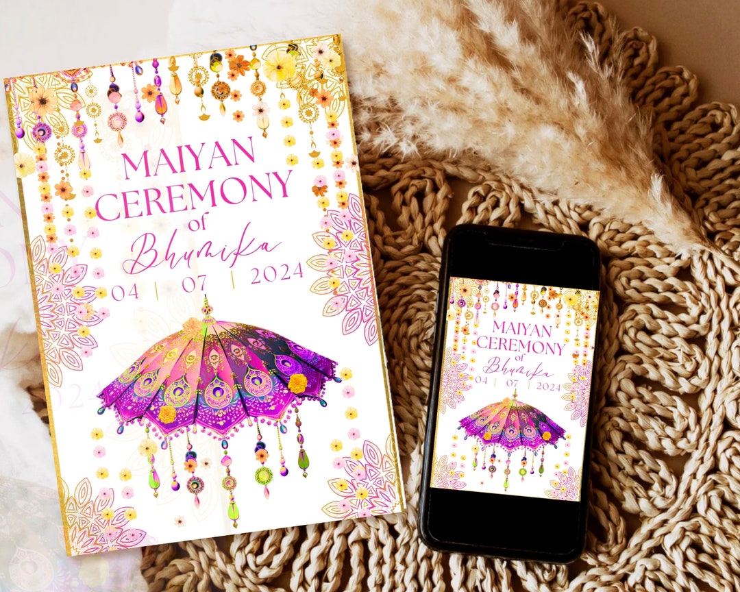 Maiyan Invitation for Indian Pakistani Mayan Party | Floral Mayoun ...