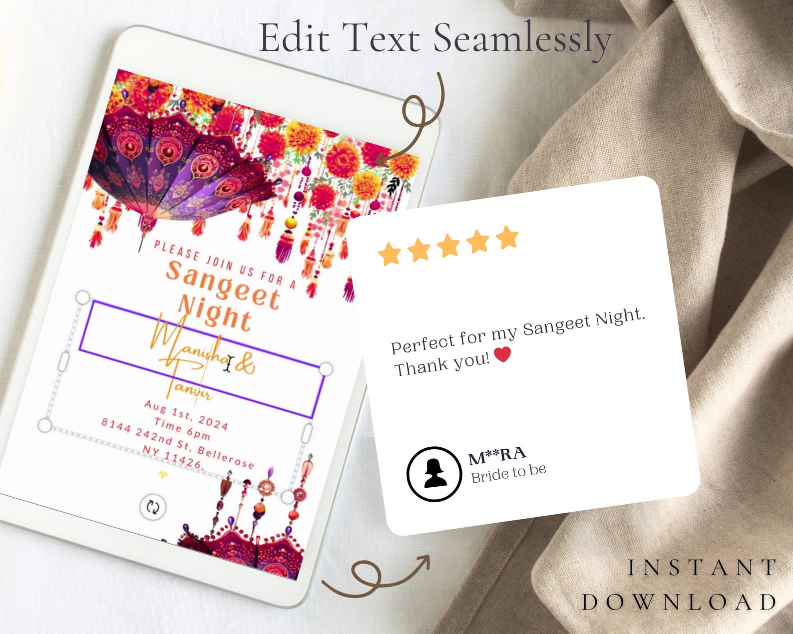 Beautiful Floral Sangeet Invite | Indian Sangeet Invitation | Modern ...