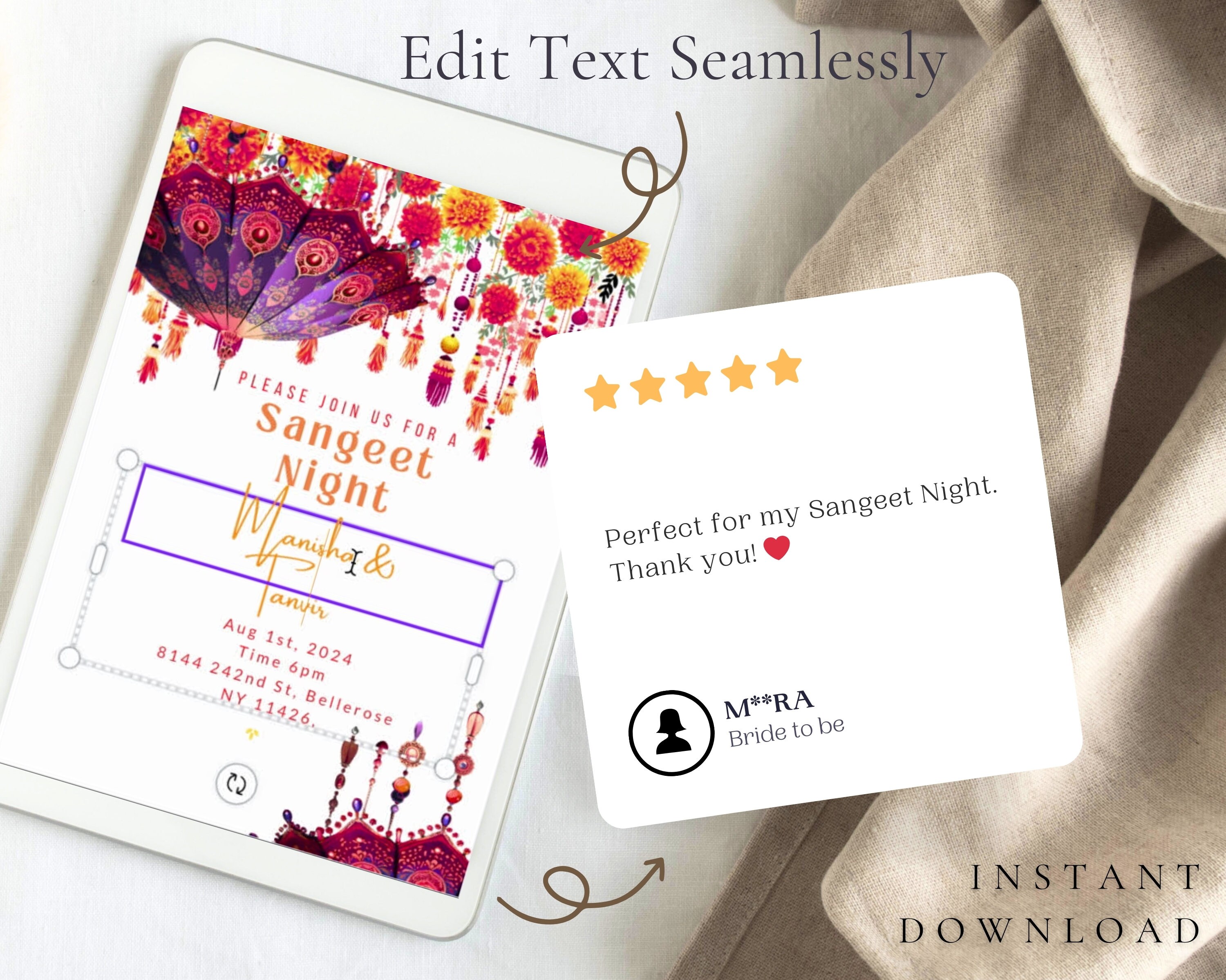 Beautiful Floral Sangeet Invite | Indian Sangeet Invitation | Modern ...