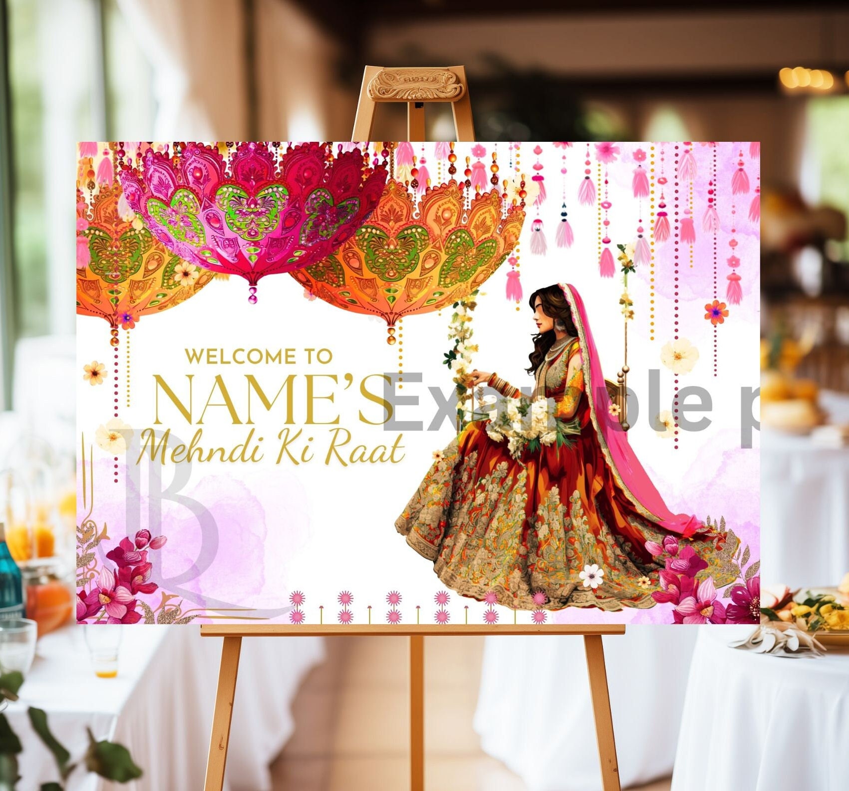 Personalised Mehndi Welcome Sign Custom Mendhi Wedding Sign Personalise ...