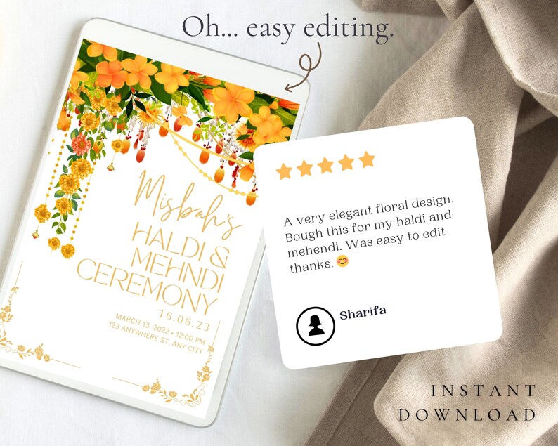 Floral Mehndi and Haldi Invite | Beautiful Mehendi and Haldi Invitation ...