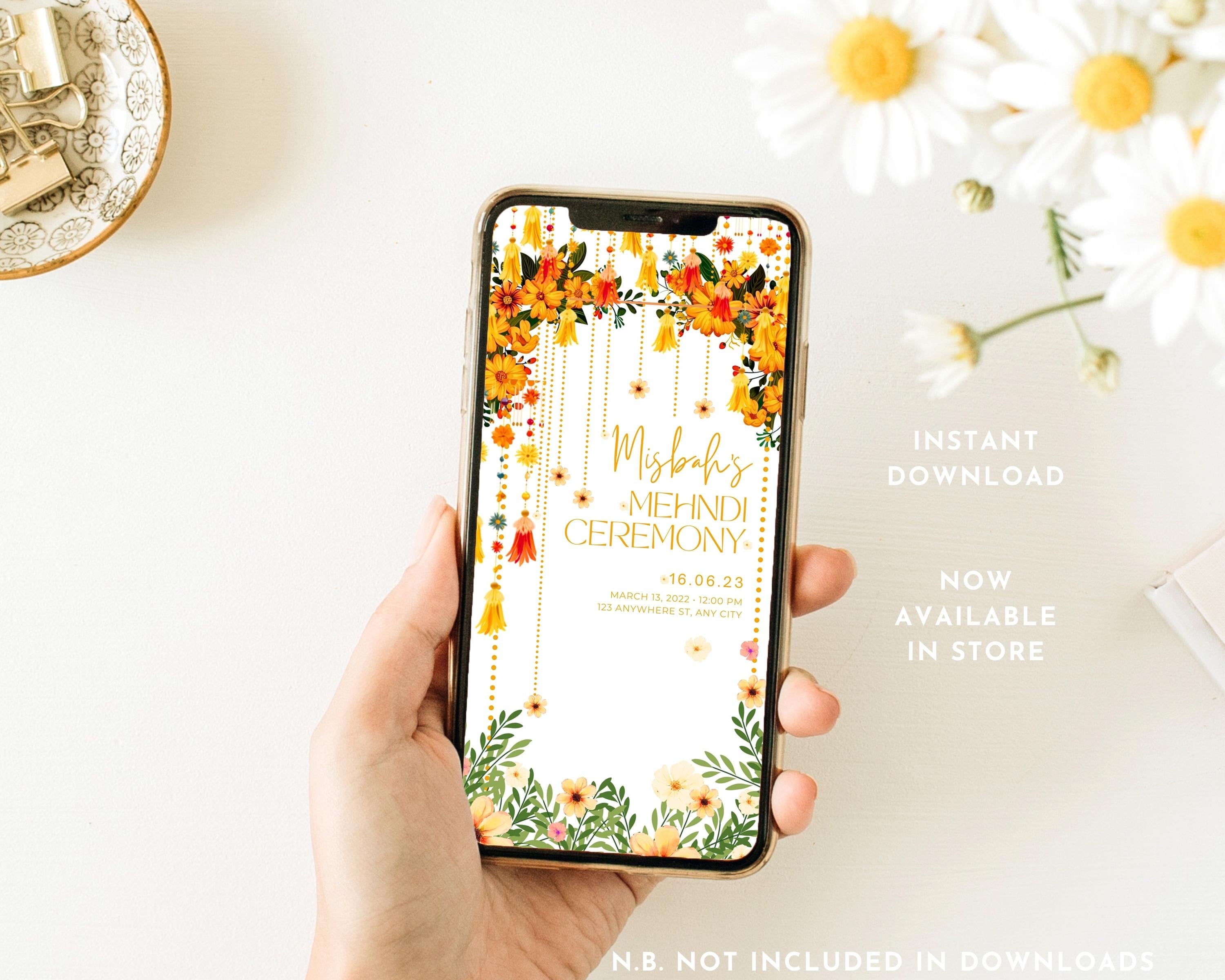 Mehndi Menu Card - Printable | Mehndhi Menu & Table Card | Mehandi ...