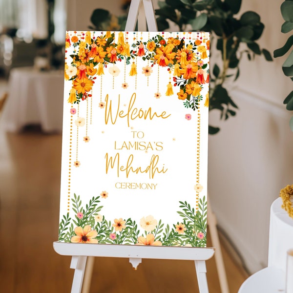 Mehndi Welcome Board Template - Etsy