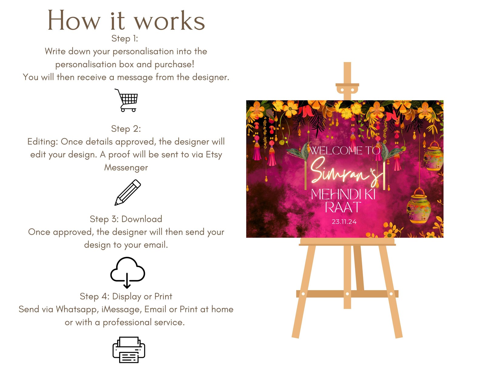 Beautiful Mehndi Sign | Mehendi Sign | Pink Mehndi Sign | Printable ...