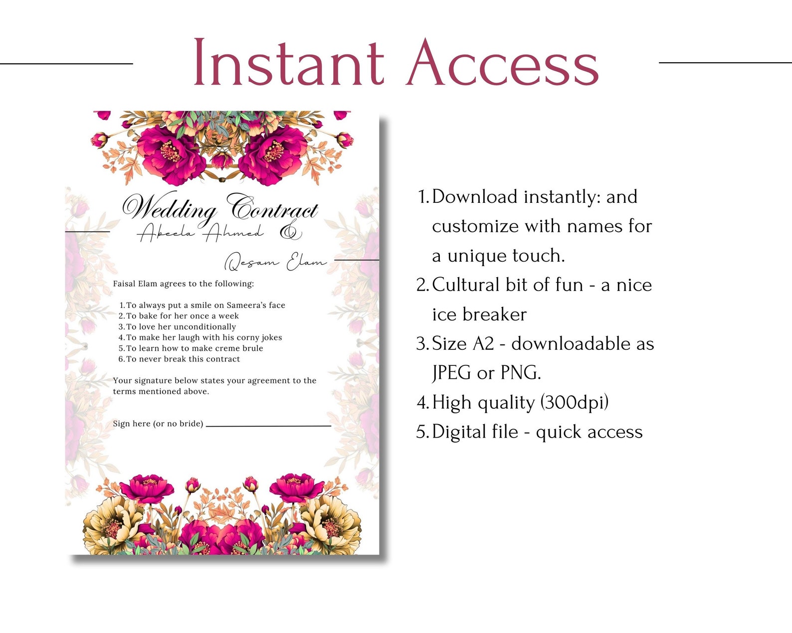 Nikkah / Nikah Contract | Custom Nikkah Sign |funny Wedding Contract ...