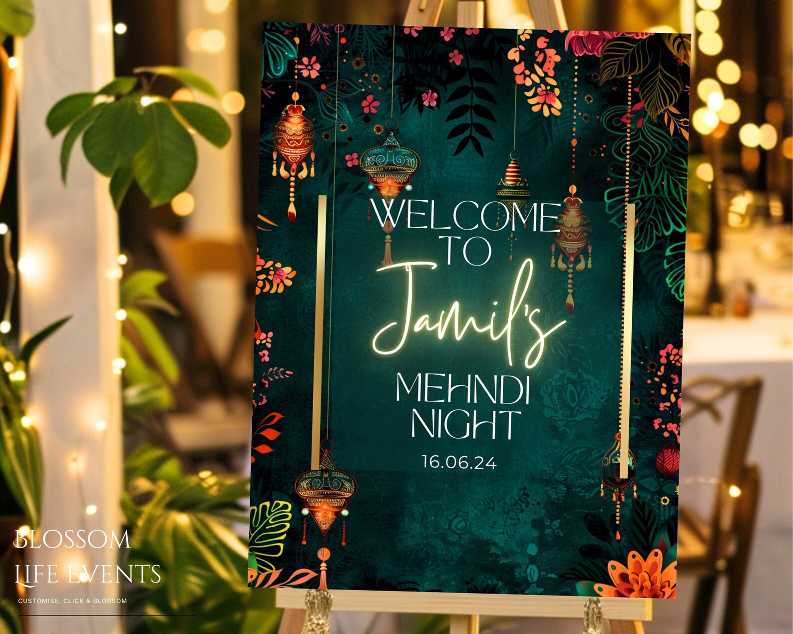 Grooms Mehndi Sign | Green Mehndi Party Sign | Mehndi Ki Raat Board ...
