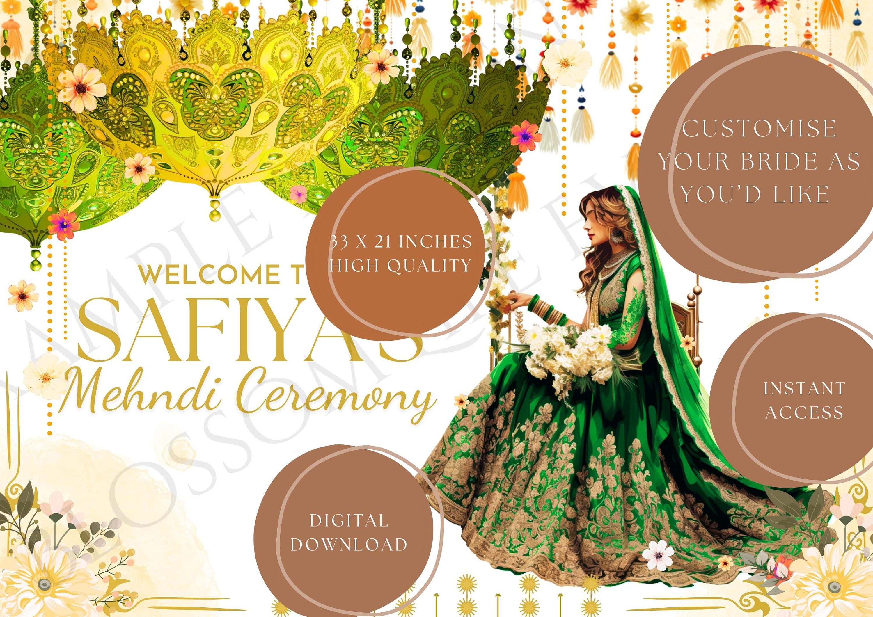 Mehndi Signboard Custom Mendhi Wedding Sign Customisable Mendi Sign ...