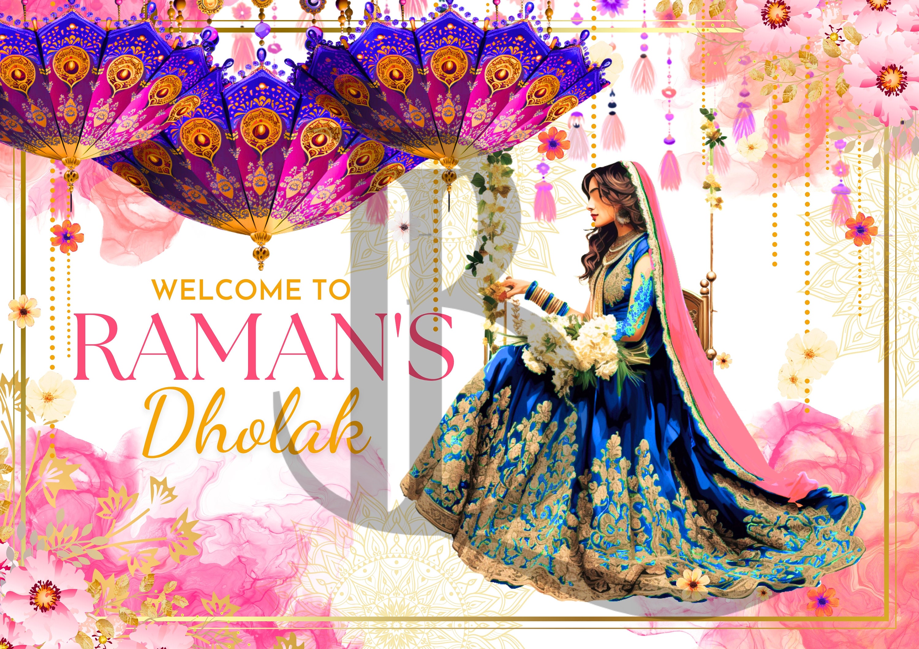 Customisable Dholki Welcome Sign Custom Dholak Wedding Sign ...