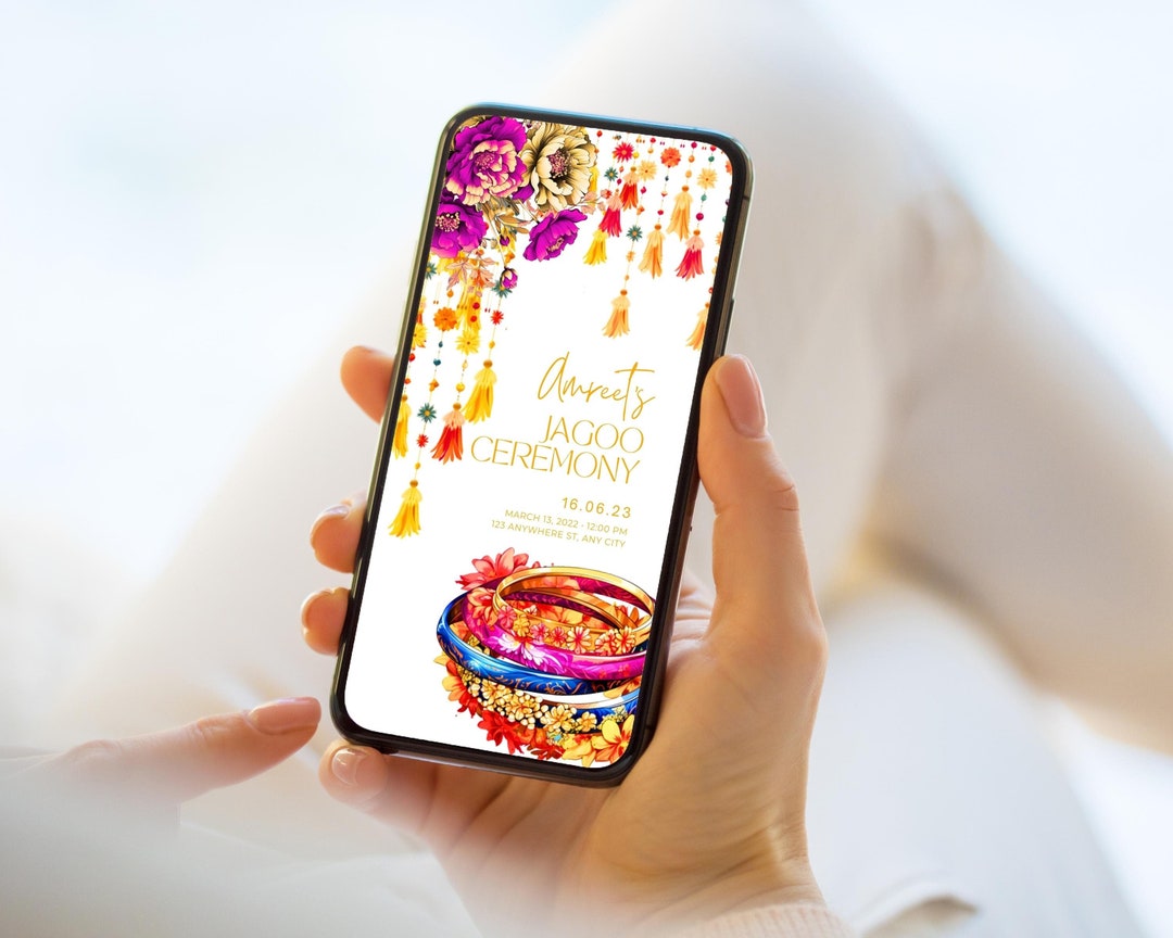 Floral Jagoo E-vite | Indian Wedding Invitation | Printable Digital ...
