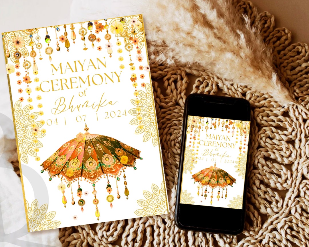 Mayoun Invite Template for Indian Pakistani Mayan Party | Beautiful ...