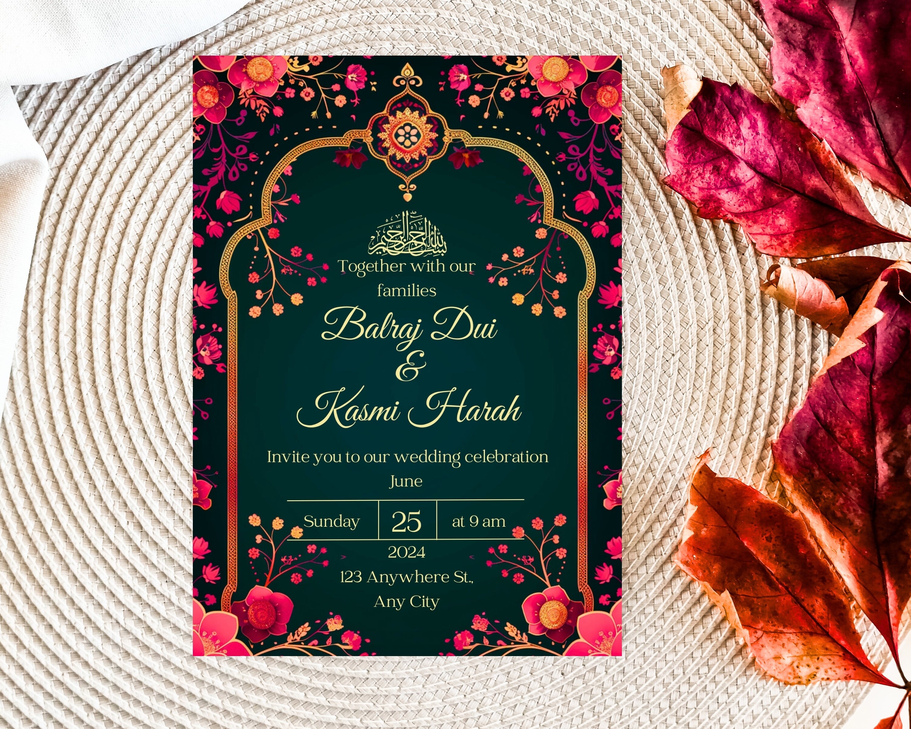 Islamic Wedding Invitation Pakistani Wedding Invitation Template for ...