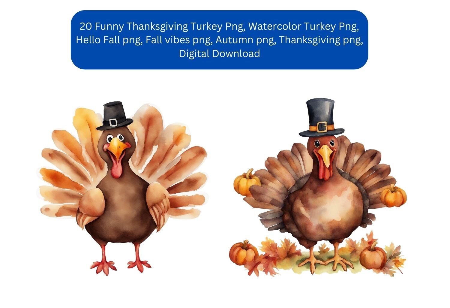 20 Funny Thanksgiving Turkey Png, Watercolor Turkey Png, Hello Fall Png ...
