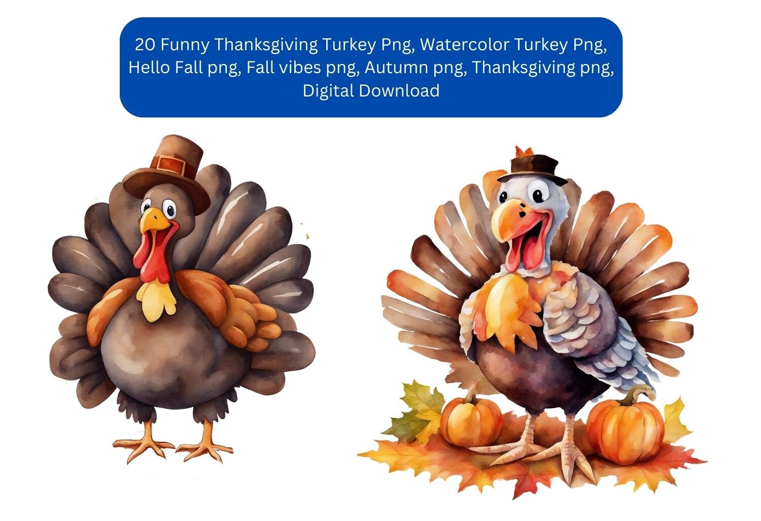20 Funny Thanksgiving Turkey Png, Watercolor Turkey Png, Hello Fall Png ...