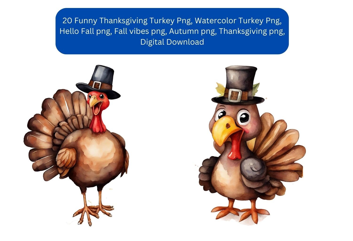 20 Funny Thanksgiving Turkey Png, Watercolor Turkey Png, Hello Fall Png ...
