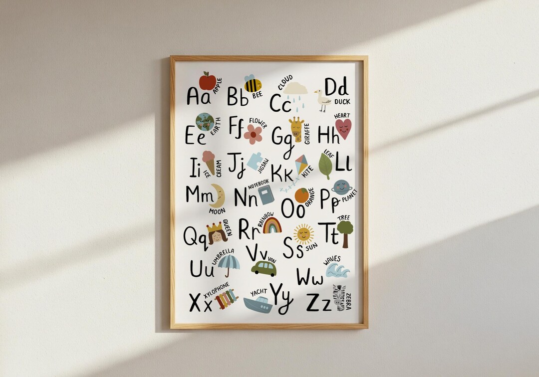 Alphabet Learning Print: Kids Nursery, Playroom Wall Art - Etsy