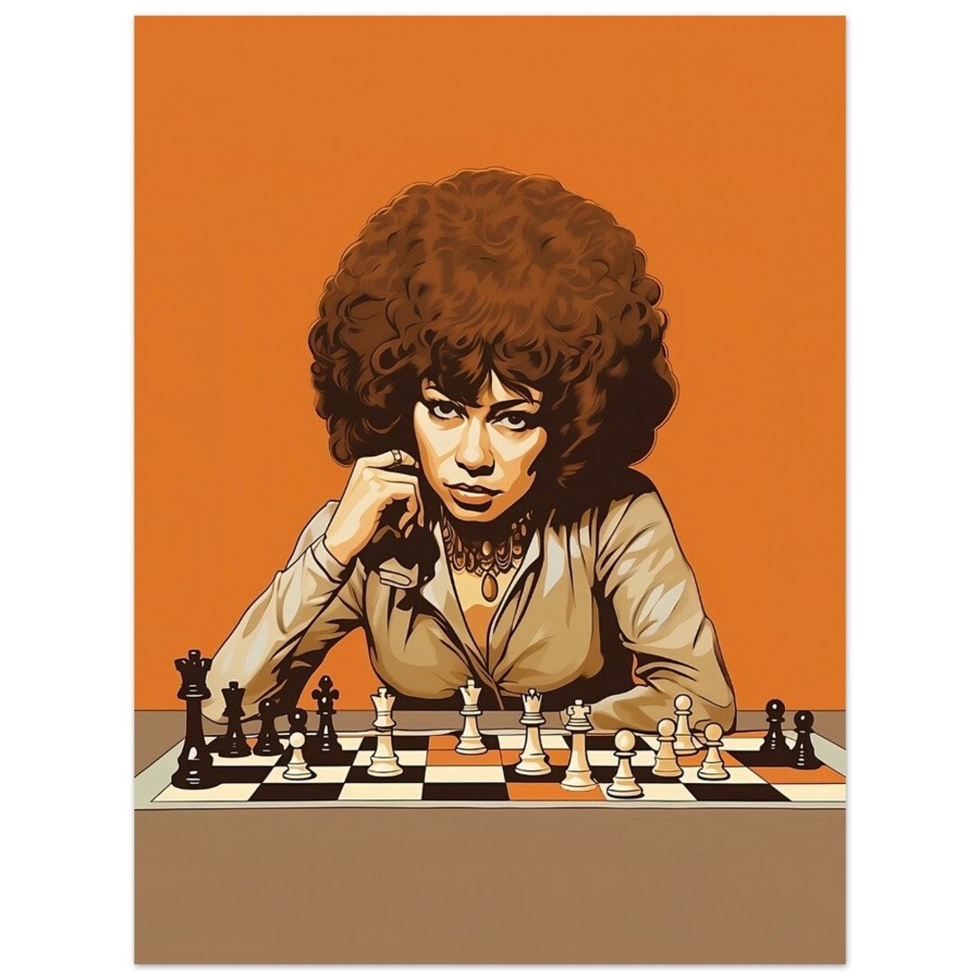 Chess Game Poster Angela Davis in Front of a Chess Board - Etsy
