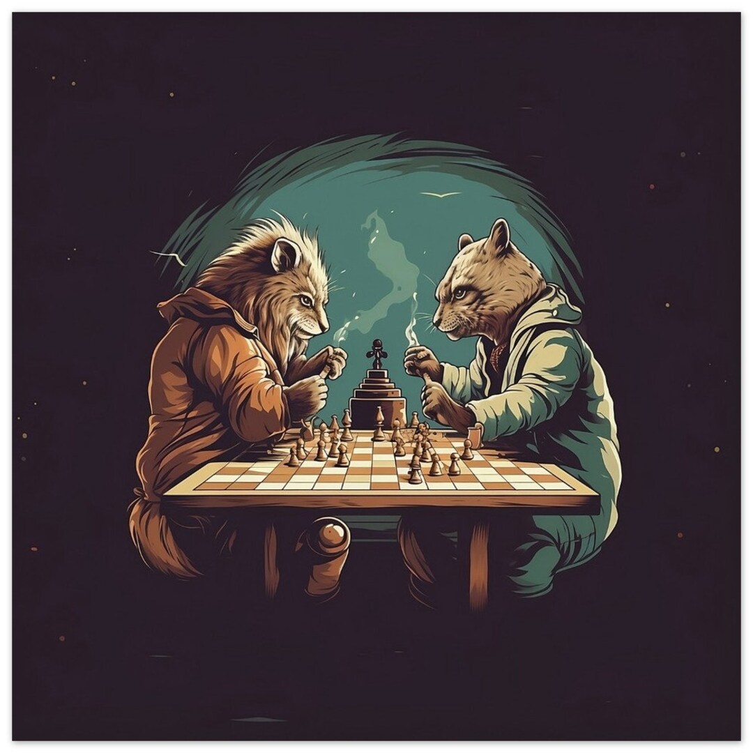 Chess Poster Rats Playing Chess Premium Matte Paper - Etsy