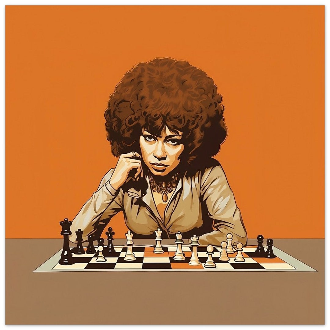 Chess Game - Poster Angela Davis in Front of a Chessboard - Premium ...