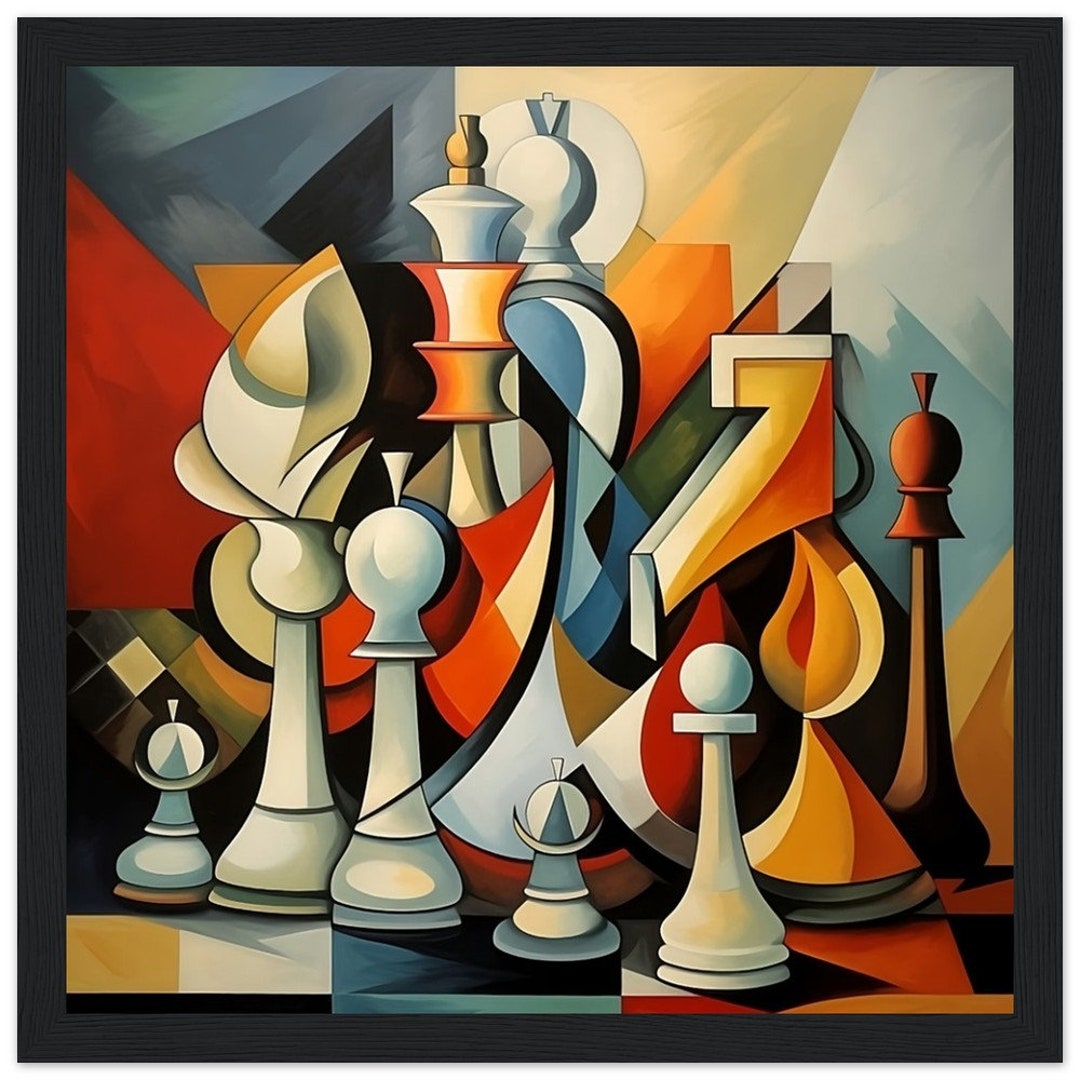 Framed Poster Cubist Style Chess Game Premium Quality in Matte Paper ...