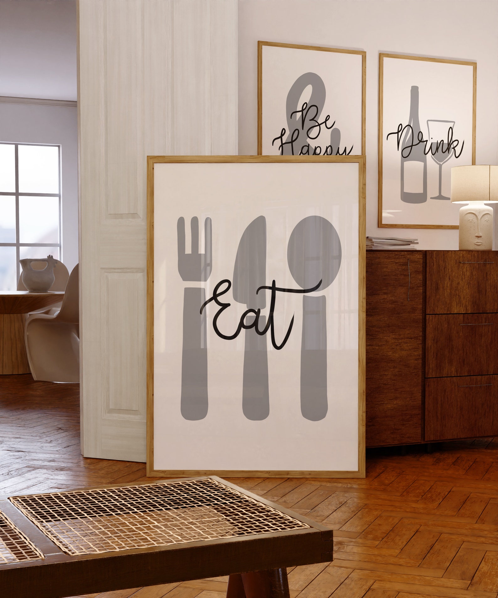 Kitchen Art Set 3 Line Drawing Prints, Ideal Housewarming Gift, Food ...