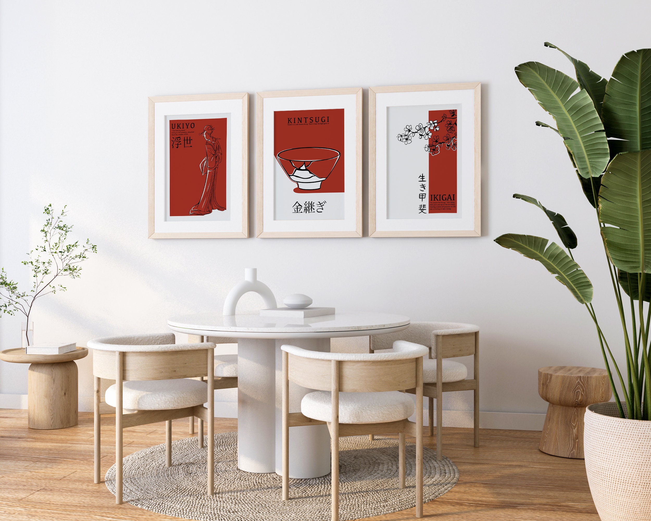 Japanese Kintsugi Ukiyo and Ikigai Print Downloadable Modern Wall Art ...