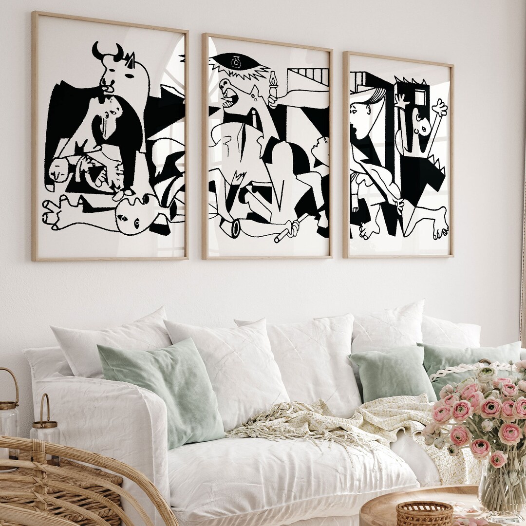 Picasso's Guernica Black and White Print Downloadable Wall Art Poster ...
