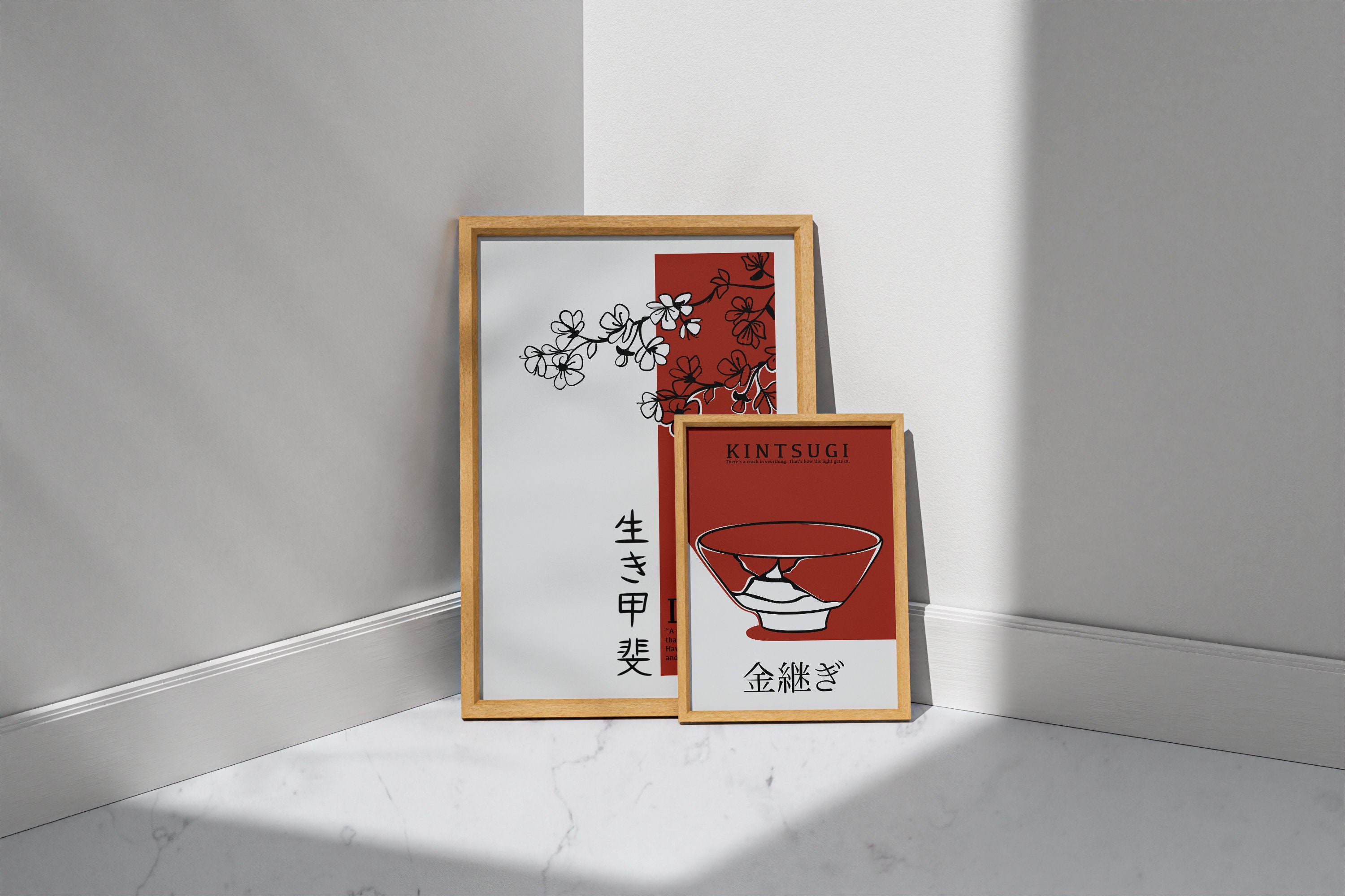 Japanese Kintsugi Ukiyo and Ikigai Print Downloadable Modern Wall Art ...