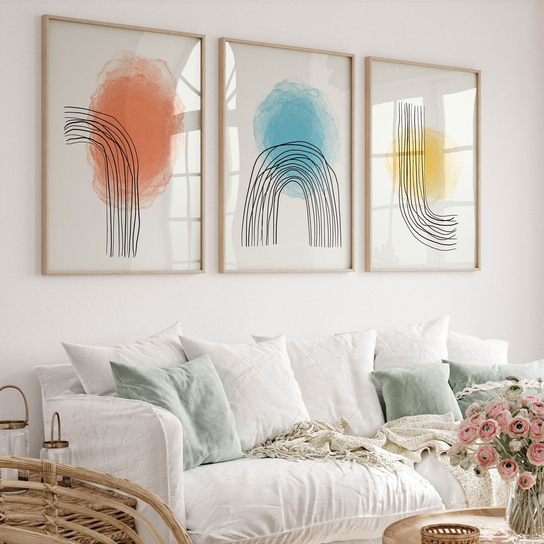 Abstract Living Room Art, Minimal Art Print, Colorful Poster, Gallery ...