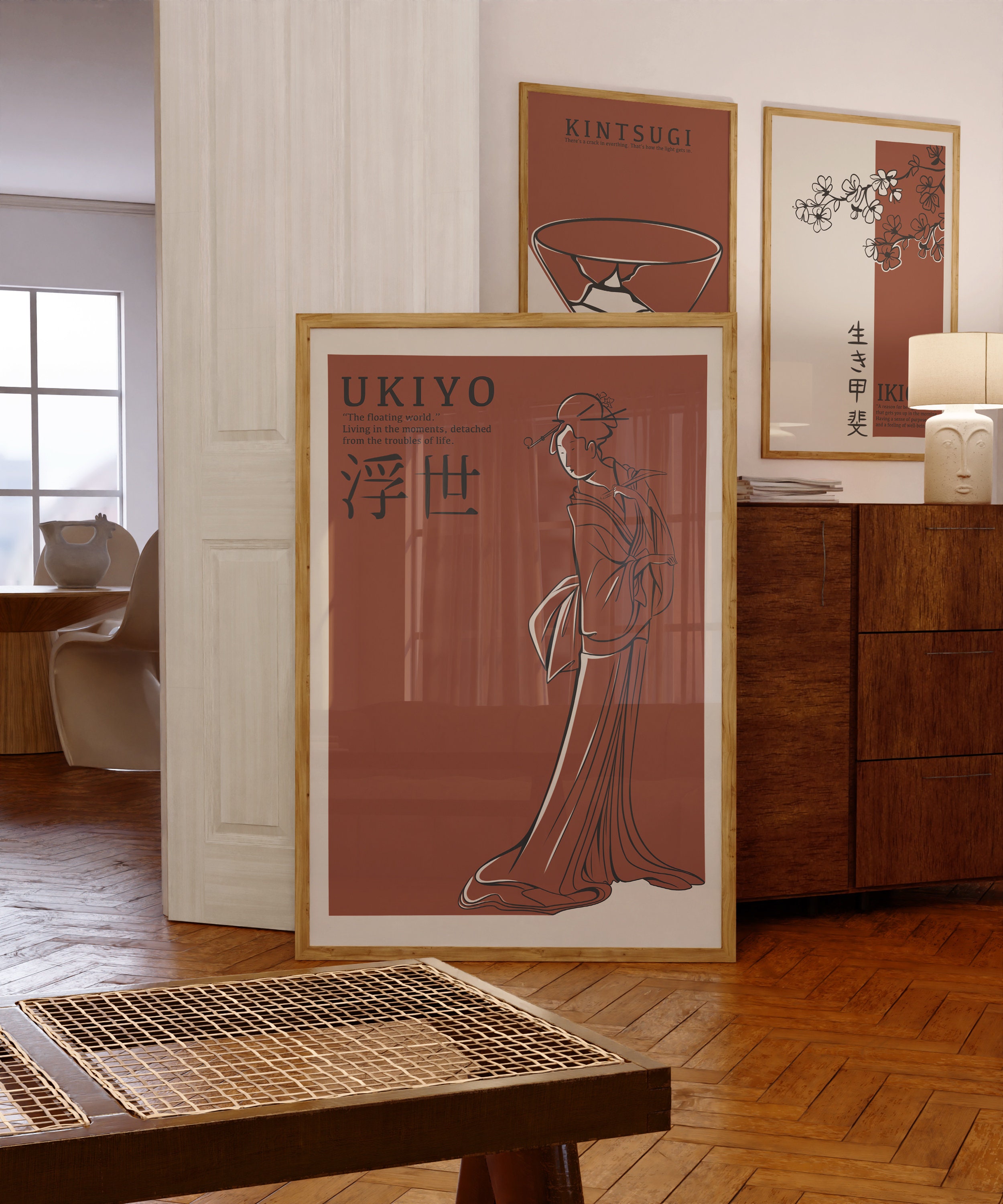 Japanese Kintsugi Ukiyo and Ikigai Print Downloadable Modern Wall Art ...
