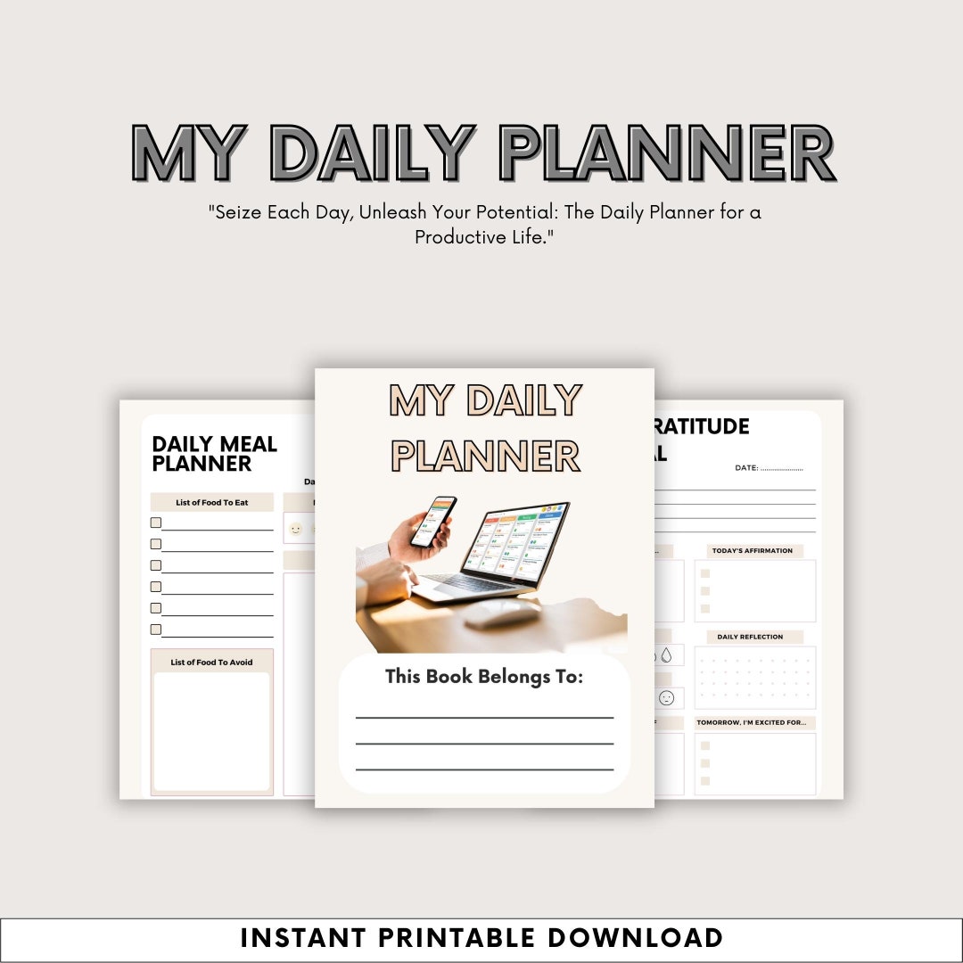 My Daily Planner, Downloadable Daily Planner, Daily to Do List, Digital ...