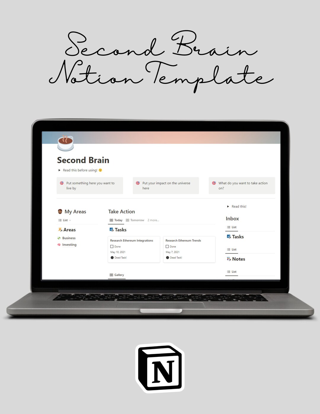Notion Template, Second Brain, Work Template, ADHD Friendly, Business ...