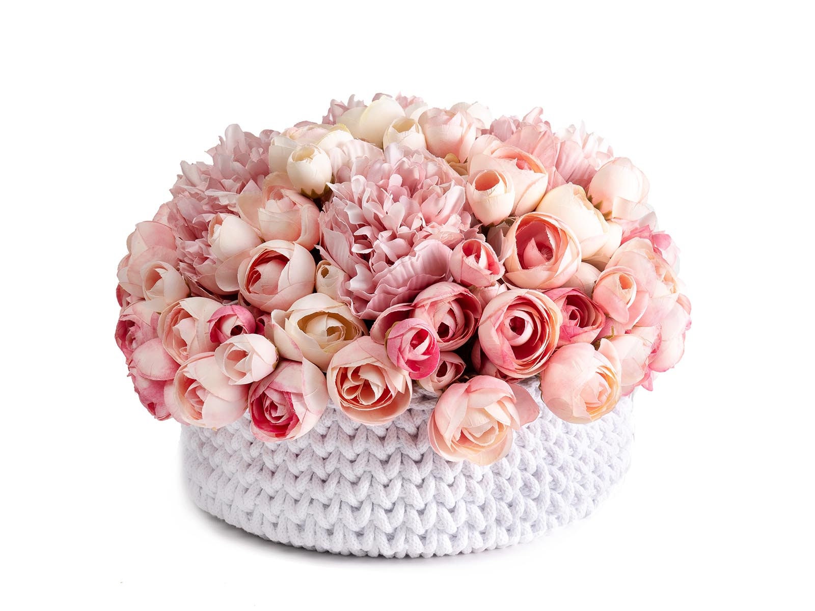 FLOWER BASKETS Handmade Crochet Flower Baskets With Wooden Bases, Made ...