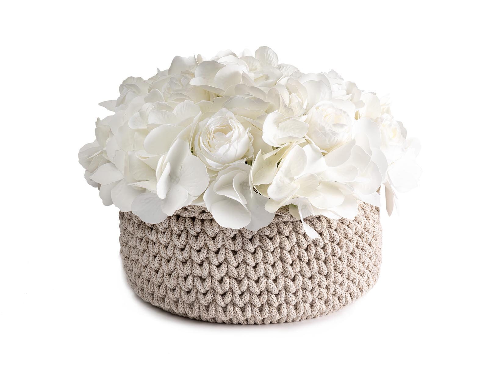 FLOWER BASKETS Handmade Crochet Flower Baskets With Wooden Bases, Made ...