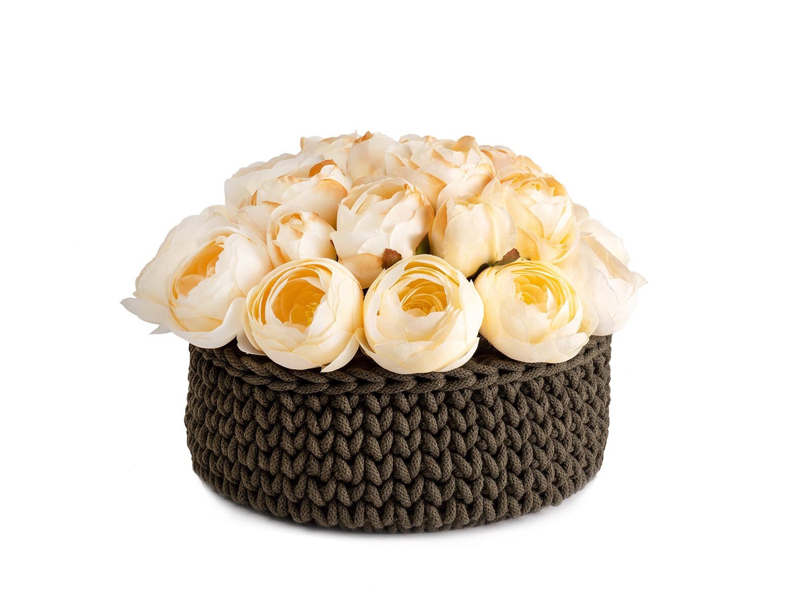 FLOWER BASKETS Handmade Crochet Flower Baskets With Wooden Bases, Made ...