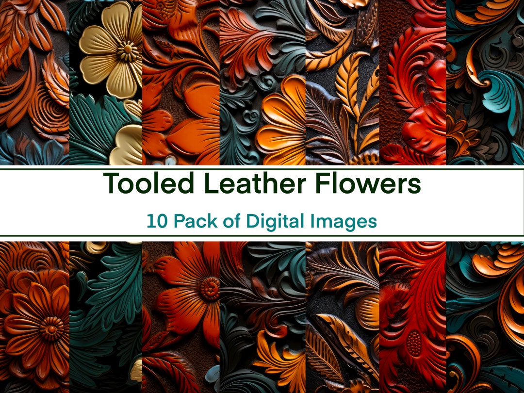 Tooled Leather Flower Digital Images - Etsy