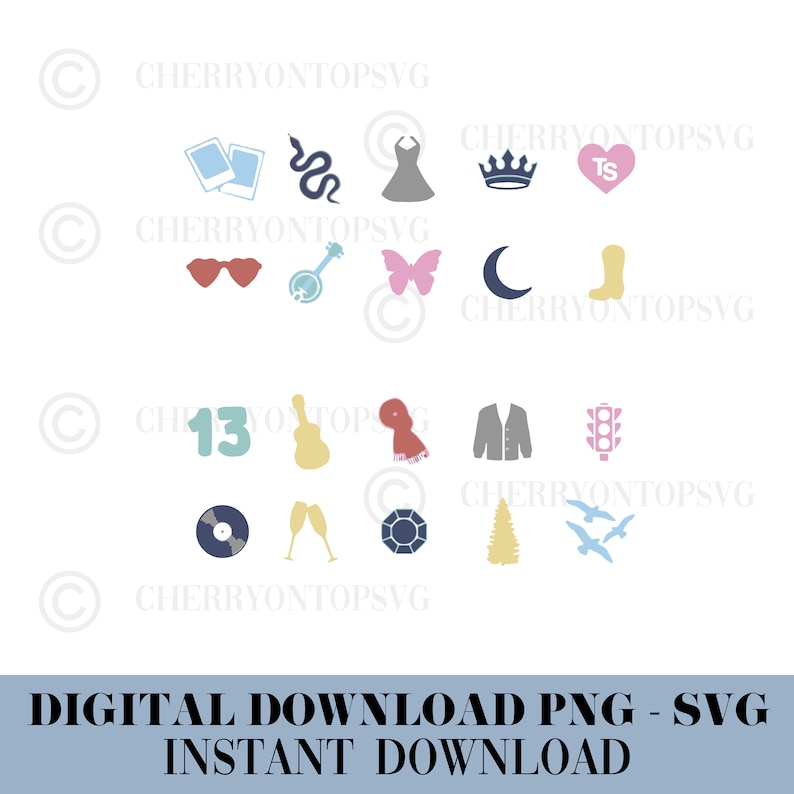 Taylor Swift Icons Eras Digital Download Swiftie Merch SVG - Etsy