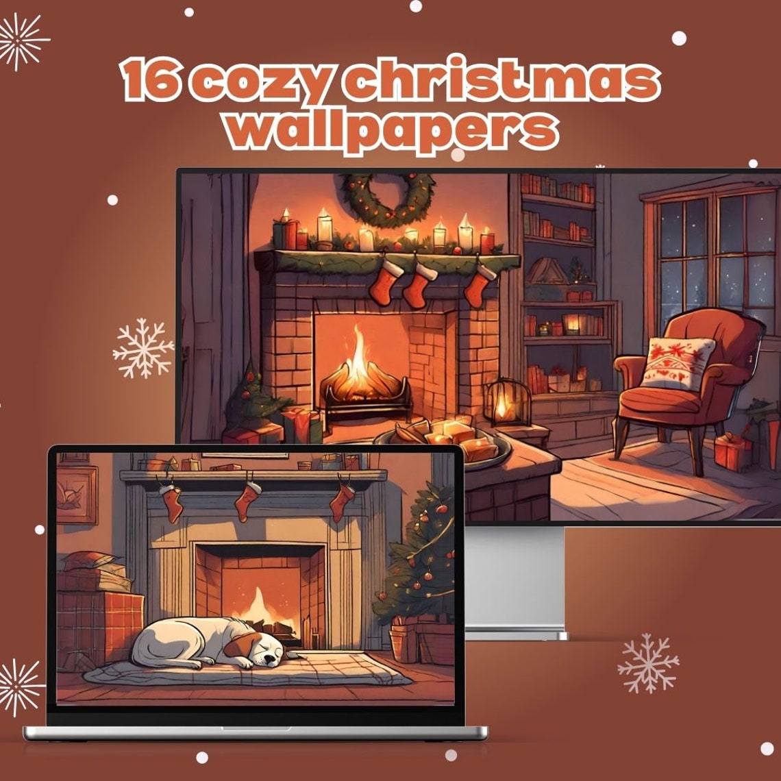 Cozy Christmas Festive Desktop Wallpaper Digital Background - Etsy