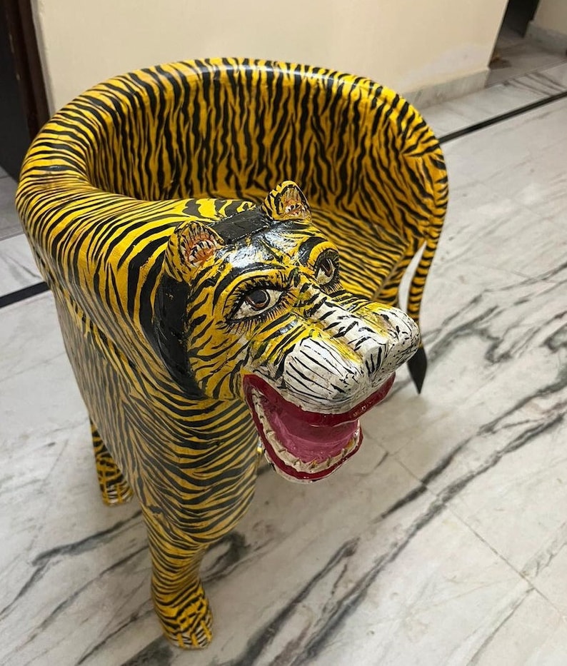 Maharaja Indian Chair, Vintage Look Hand Painted Horse Animal Chair ...