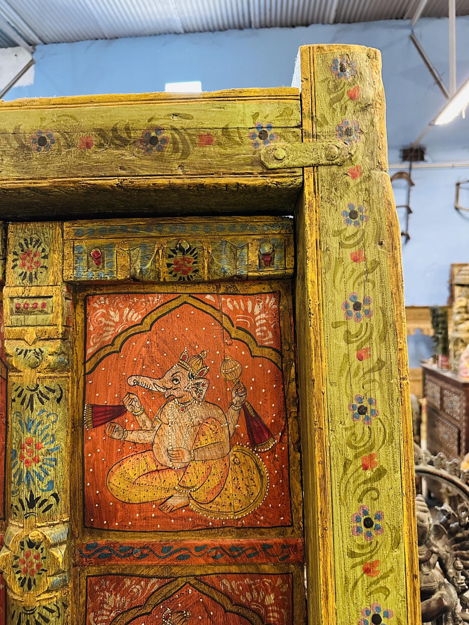 Hand-crafted God Print Door, Lord Ganesh Print Indian Door, Hand ...
