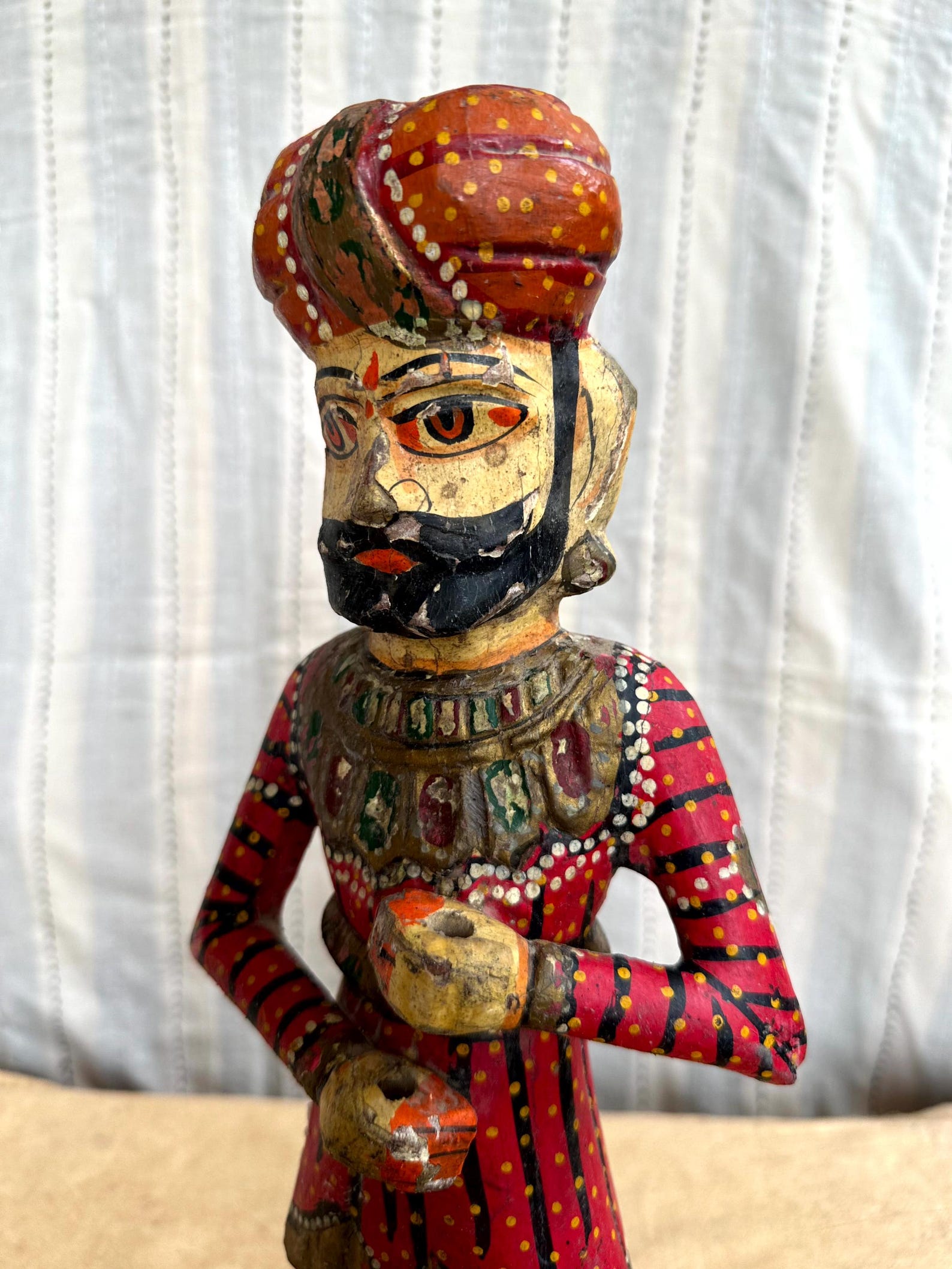 Handicraft Chowkidar, Wooden Carved Painted Watchman Statue, Indian ...