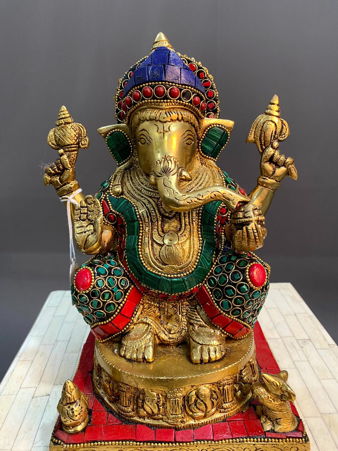 Decorative Statue in Temple, Semi-precious Stones, Indian God Art ...