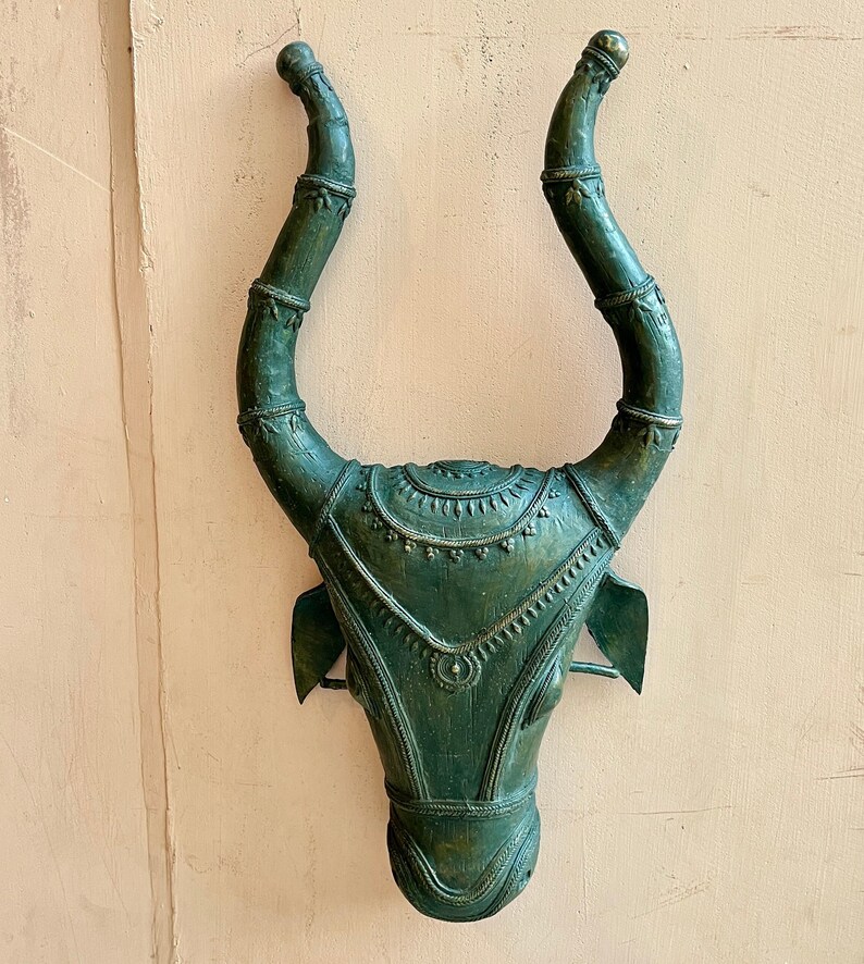 Bronze Cow Head Statue, Indian Nandi Mask, Bronze Work Wall Art ...