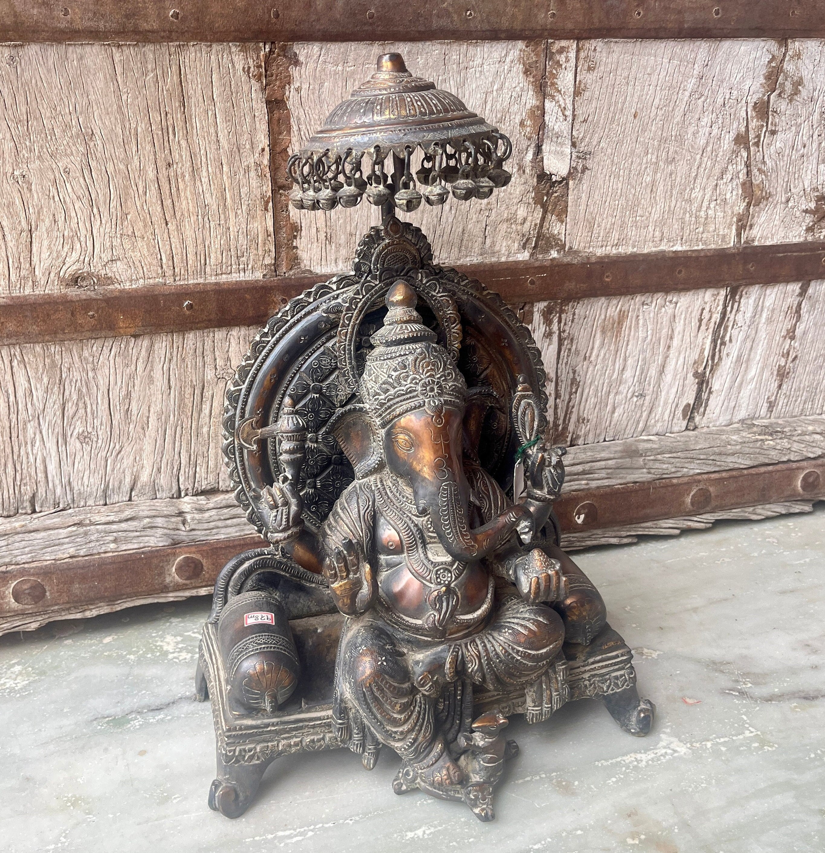 Old Lord Ganesha Sitting Idol Under Umbrella Statue, Good Luck God ...