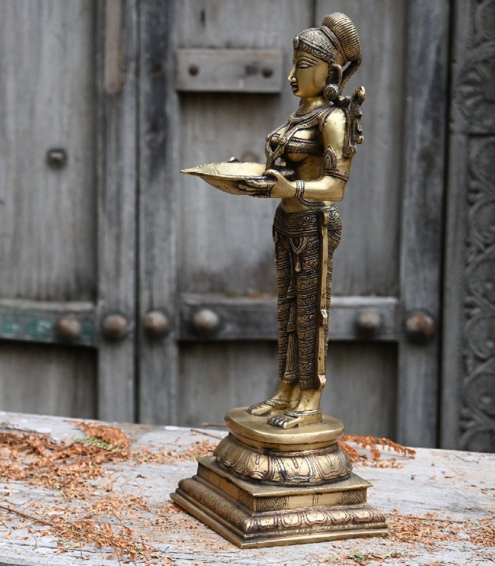 Brass Deepalakshmi Idol, God of Good Luck, Indian Handicraft, Goddess ...