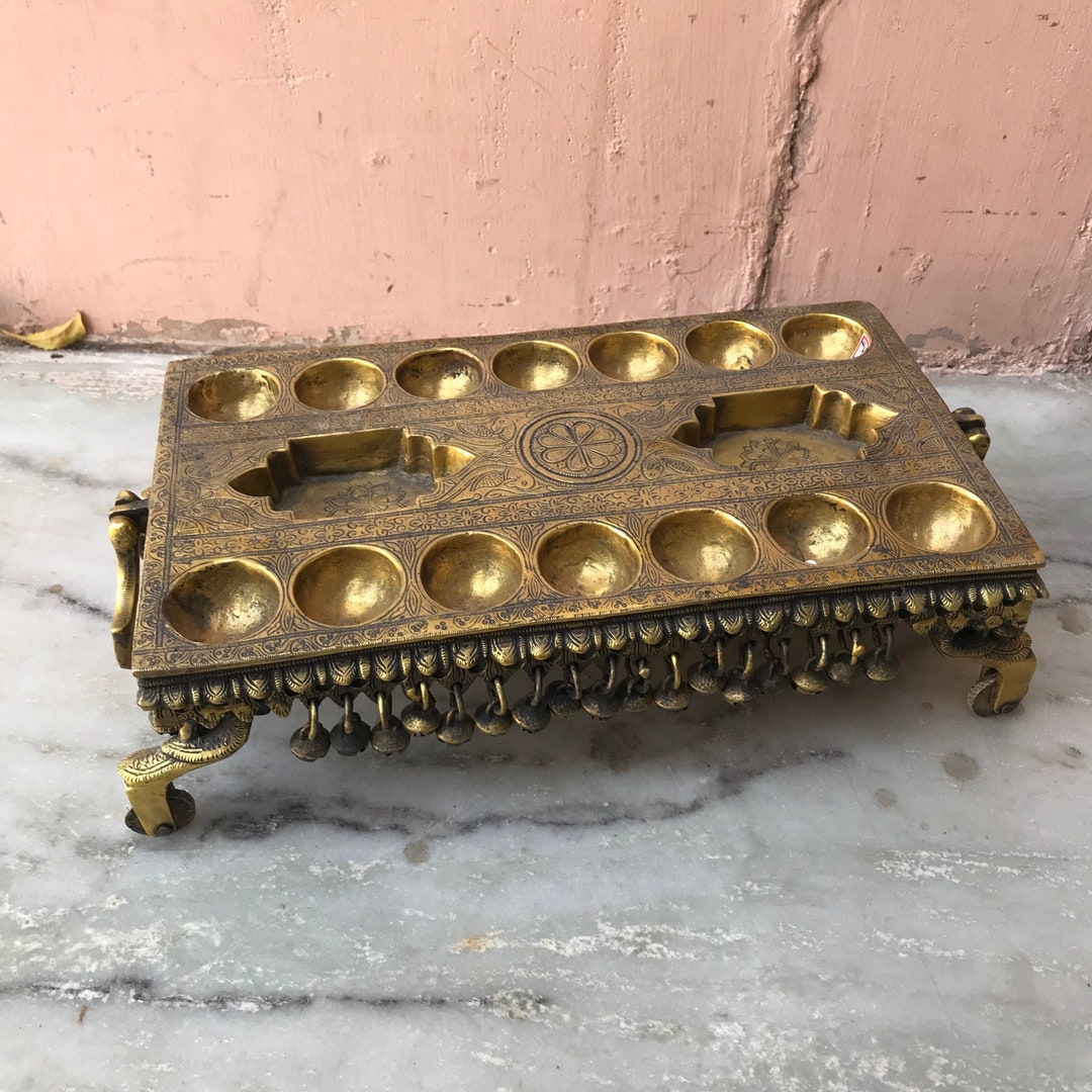 Traditional South Indian Game Pallanguzhi, Brass Board With Wheels ...