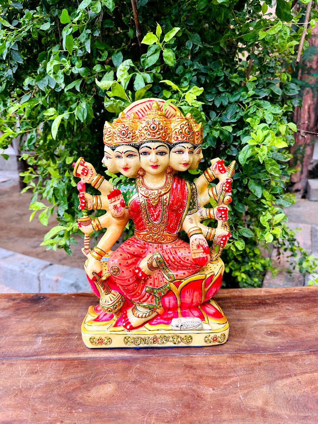Hand-painted Gayatri Mata Idol/panchmukhi Gayatri Devi Statue/hindu ...